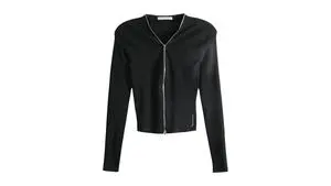 Alexander Wang Vneck Pointelle Zip Long Sleeve Cardigan
