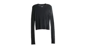 Rick Owens Cropped Rib Long Sleeve Tee Shirt - Black