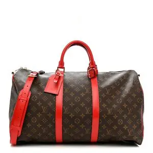LOUIS VUITTON Monogram Keepall Bandouliere 50 Brown/red