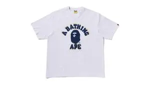 A BATHING APE Spray College Relaxed Fit Tee Shirt - White