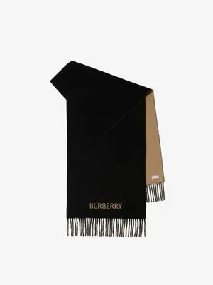 Burberry 210x45 Knight Cashmere Reversible Scarf - Camel Black