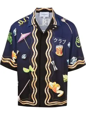 Casablanca Club Sunset Short Sleeve Silk Shirtin