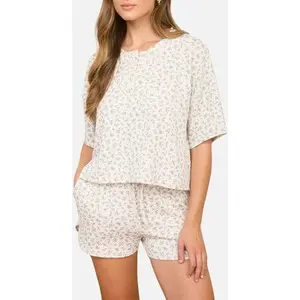 J.O.A. Ditsy Floral Henley Top & Shorts Set