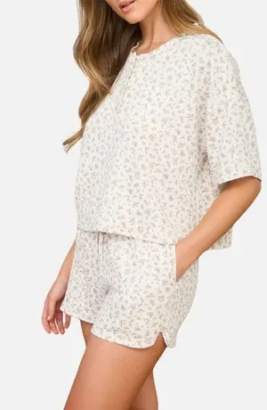 J.O.A. Ditsy Floral Henley Top & Shorts Set