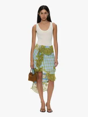 Christopher Esber Checked Cotton Handkerchief Envelope Midi Skirt With Embroidered Trim