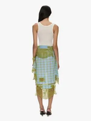 Christopher Esber Checked Cotton Handkerchief Envelope Midi Skirt With Embroidered Trim