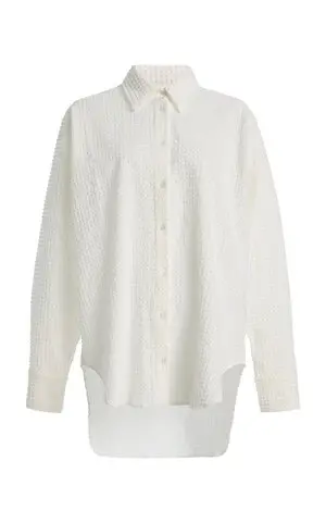 Hunza G Oversized Button-down Textured Shirt - White