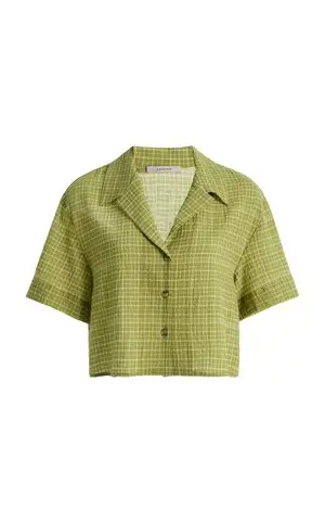 Asceno Lincoln Checked Cotton-blend Cropped Shirt - Green