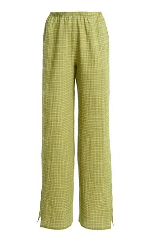 Asceno The Loreto Cotton-blend Straight-leg Pants - Green