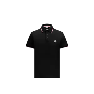 Moncler Tricolor-trimmed Cotton Piquet Polo Shirt - Black
