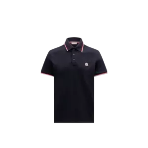 Moncler Tricolor-trimmed Cotton Piquet Polo Shirt - Blue