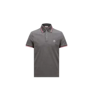 Moncler Tricolor-trimmed Cotton Piquet Polo Shirt - Grey