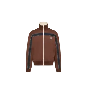 Moncler Topstitched Turtleneck Zip-up Sweatshirt - Brown