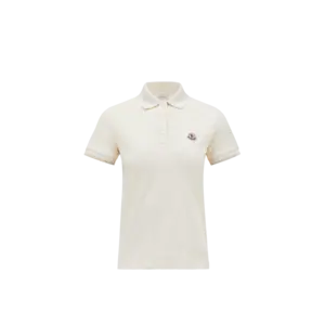 Moncler Logo Cotton Piquet Polo Shirt - White