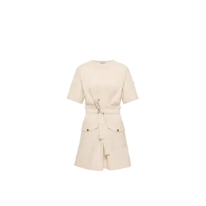 Moncler Belted Cotton Mini Dress - White