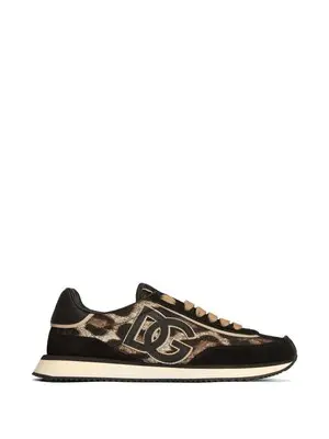 Dolce & Gabbana Padded Dg Sneakers In Leopard-print Fabric