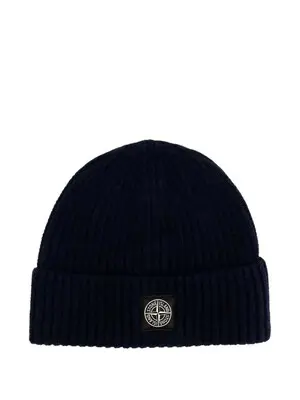 Stone Island Logo-patch Beanie - Blue