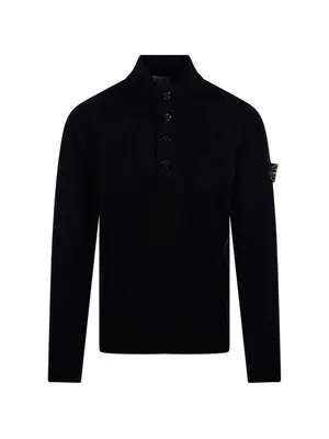 Stone Island Button-detail High-neck Sweater