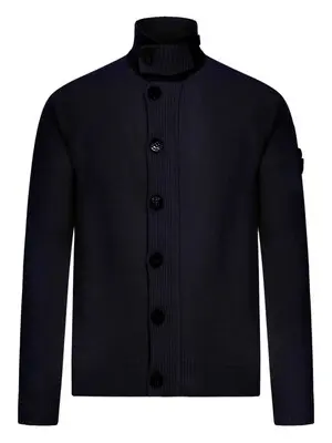 Stone Island High-neck Wool Cardigan - Blue