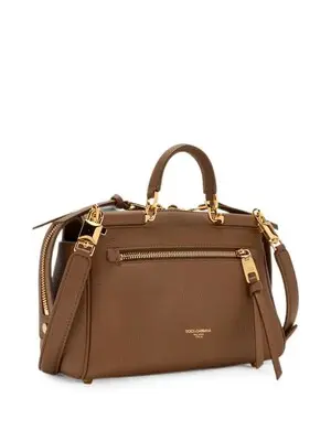 Dolce & Gabbana Vittoria Leather Tote Bag With Logo Plaque