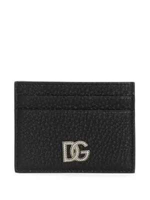 Dolce & Gabbana Calfskin Card Holder With Dg Logo - Black