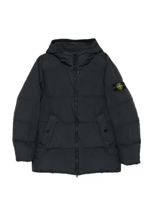 Stone Island Quilted Jacket With Compass Patch - Blue