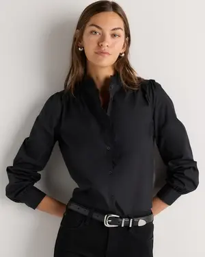 Quince Women's Lace Ruffle Blouse Black