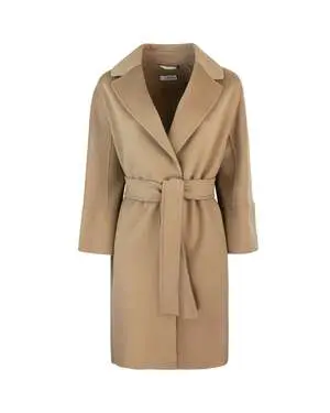 Max Mara Virgin Wool Belted Coat - Cammello