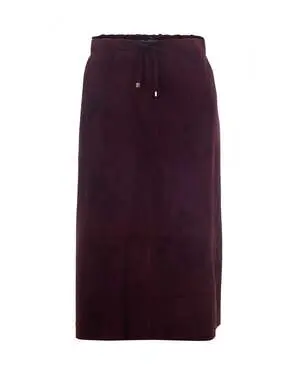 Max Mara Lambskin Leather Midi Skirt - Rosso Scuro