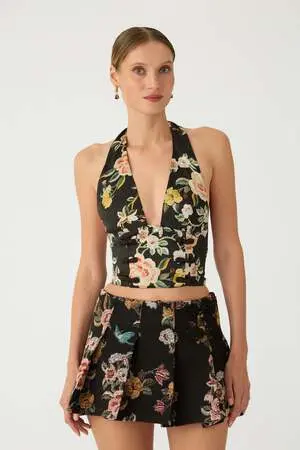 SAU LEE Elena Satin Top