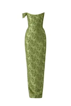 SAU LEE Jackson Brocade Gown - Green