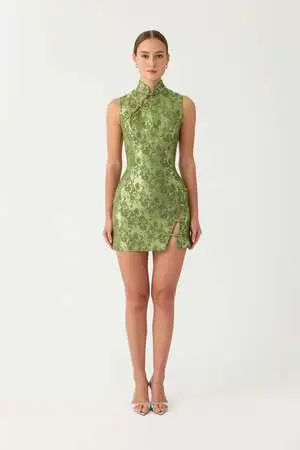 SAU LEE Ines Brocade Mini Dress