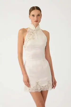 SAU LEE Elva Mini Dress - Pearl