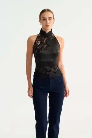 SAU LEE Elva Satin Top