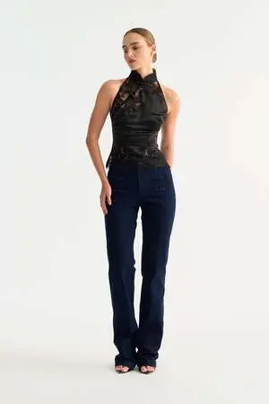 SAU LEE Elva Satin Top
