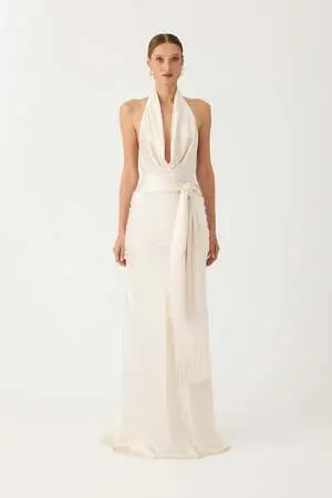 SAU LEE Sabina Satin Gown - Pearl