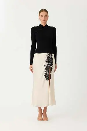 SAU LEE Petar Knit Top With Mandarin Collar - Black