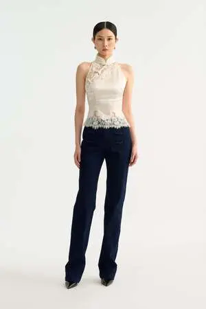 SAU LEE Elva Satin Top