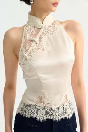 SAU LEE Elva Satin Top