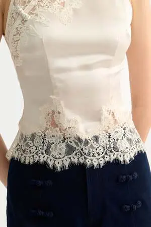 SAU LEE Elva Satin Top