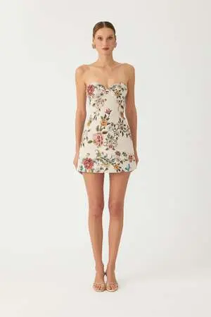 SAU LEE Maria Brocade Mini Dress
