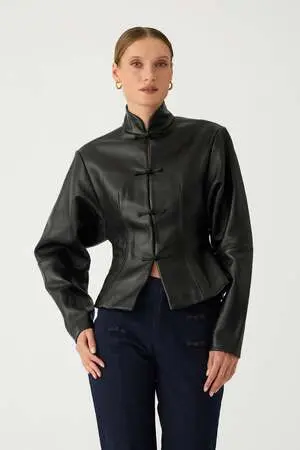SAU LEE Anton Leather Tang Jacket