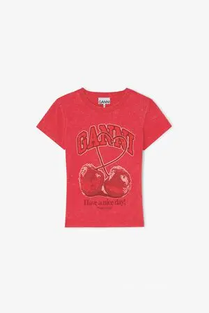 GANNI Baby Fit Future T-shirt With Cherry - Red