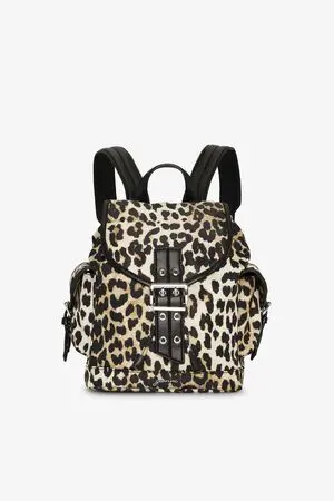 GANNI Leopard Small Nylon Bucky Backpack - Mixed