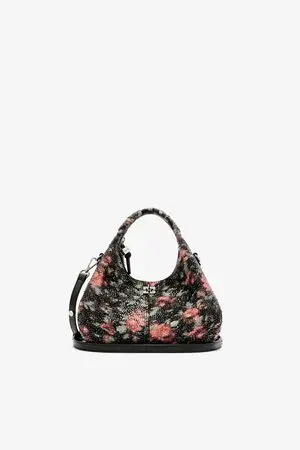 GANNI Mini Hobo Bag With Beaded Flower - Black
