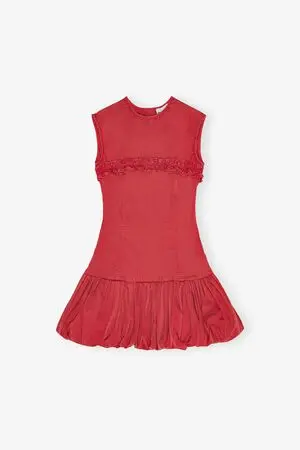 GANNI Washed Stretch Cotton Corset Mini Dress - Red