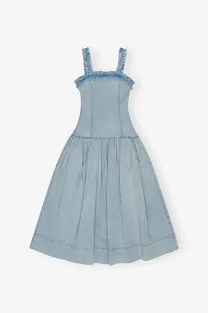 GANNI Washed Stretch Cotton Corset Dress