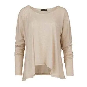 CONQUISTA Neutrals Melange Knit Handkerchief Hem Top - Beige