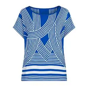 CONQUISTA White Striped Jersey Top - Blue