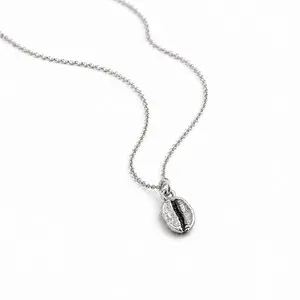 MOTHER NATURE JEWELRY Handmade Sterling Coffee Bean Pendant Necklace - Silver
